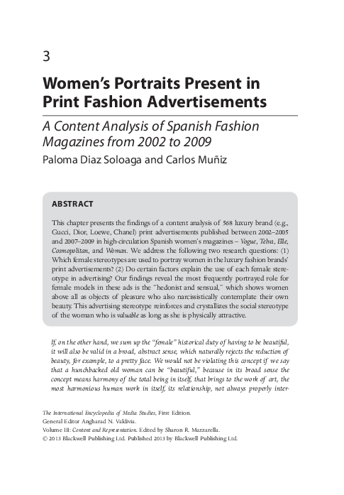 (PDF) Women’s Portraits Present in Print Fashion Advertisements: A ...