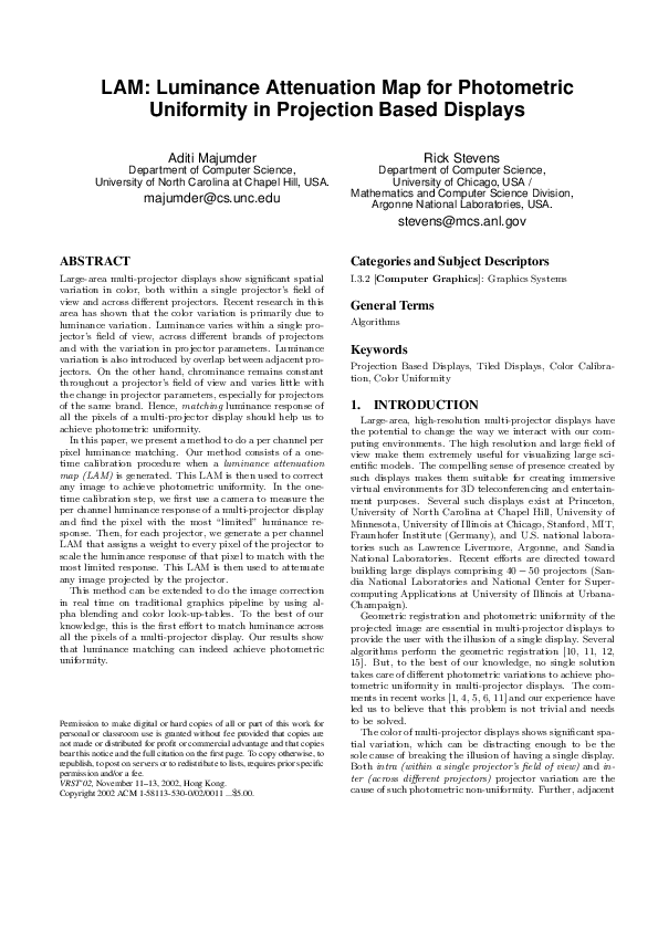 (PDF) LAM: luminance attenuation map for photometric uniformity in ...