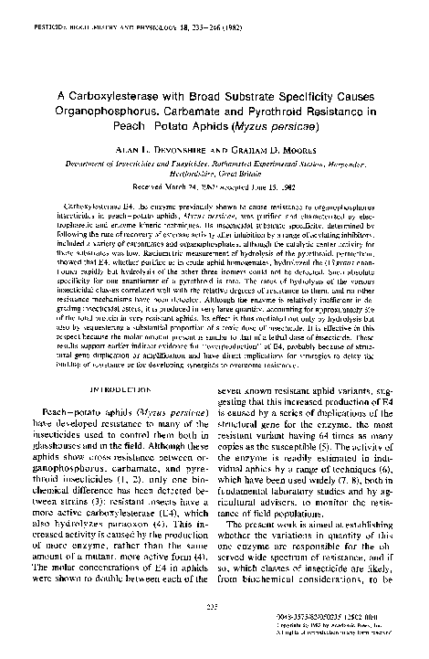 (PDF) A carboxylesterase with broad substrate specificity causes ...