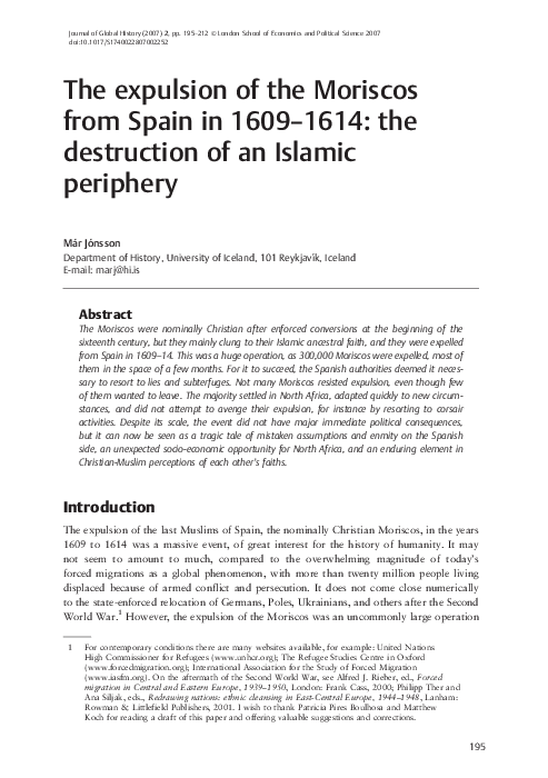 (PDF) The expulsion of the Moriscos from Spain in 1609–1614