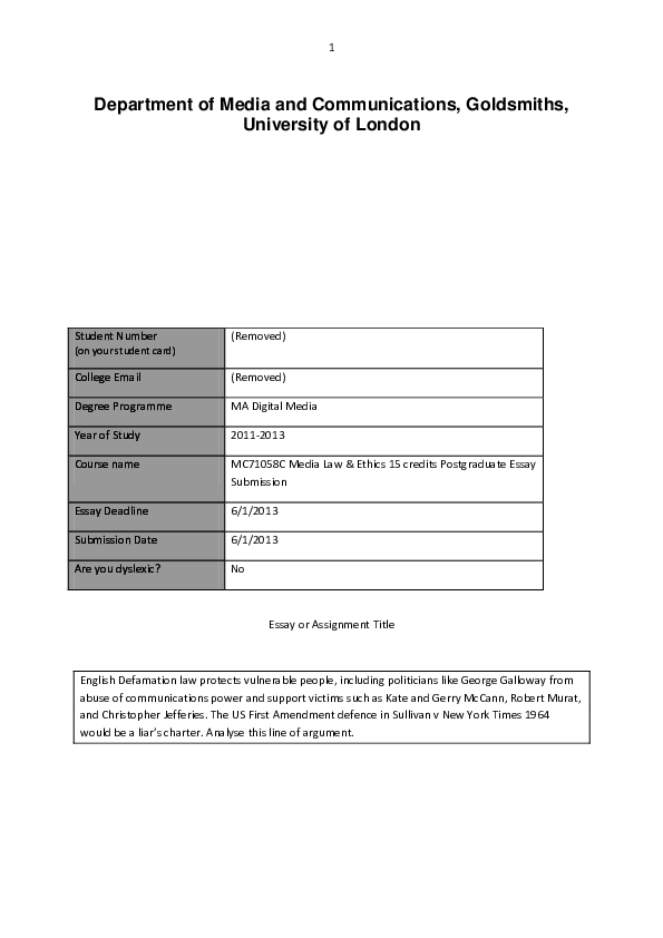 (DOC) Comparing UK and US defamation laws