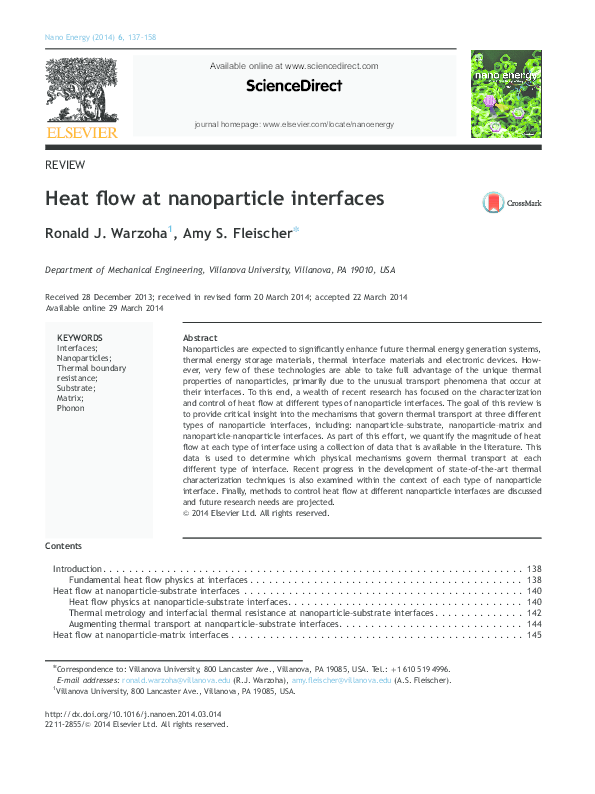 (PDF) Heat flow at nanoparticle interfaces