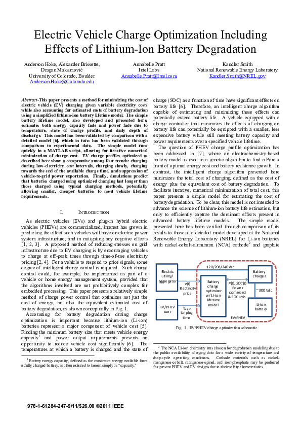 (PDF) Electric vehicle charge optimization including effects of lithium ...