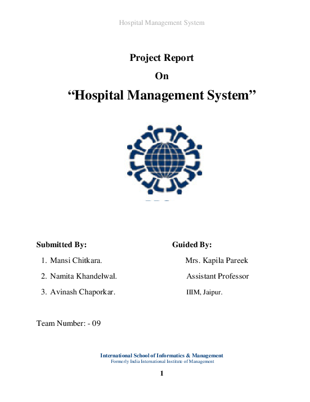 (PDF) 09 Project-Hospital management system