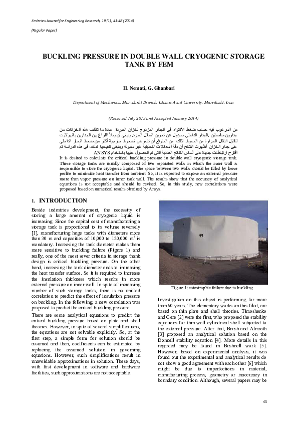 (PDF) BUCKLING PRESSURE IN DOUBLE WALL CRYOGENIC STORAGE TANK BY FEM ...