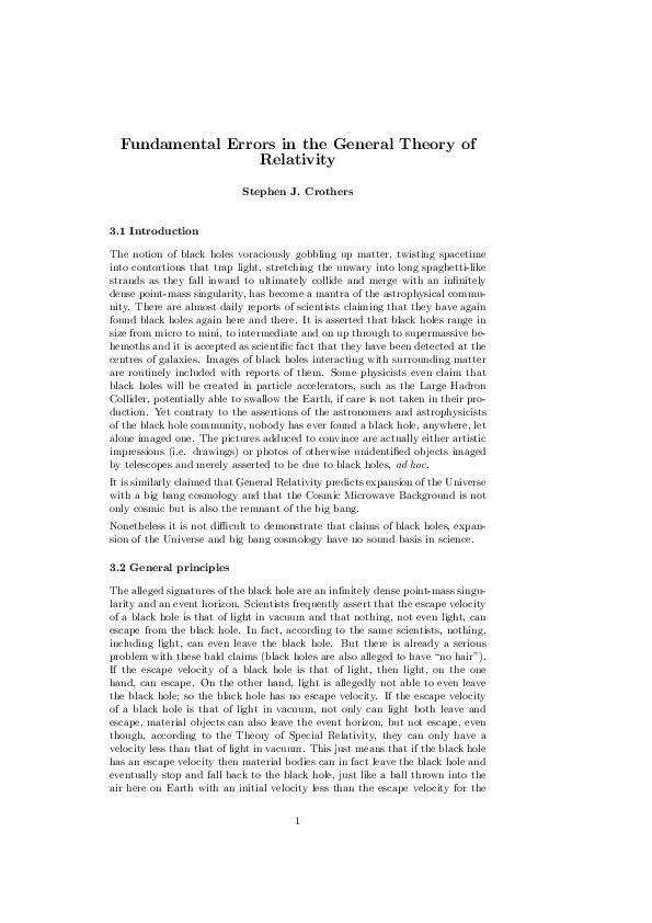 (PDF) Fundamental Errors in the General Theory of Relativity