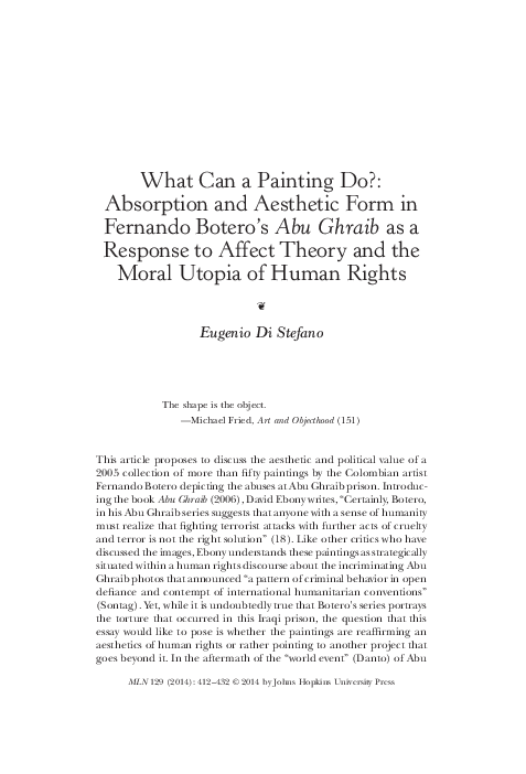 (PDF) "What Can a Painting Do?: Absorption and Aesthetic Form in ...