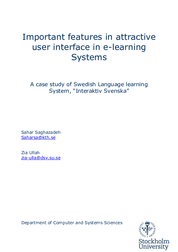 Important features in attractive user interface in e-learning Systems A ...