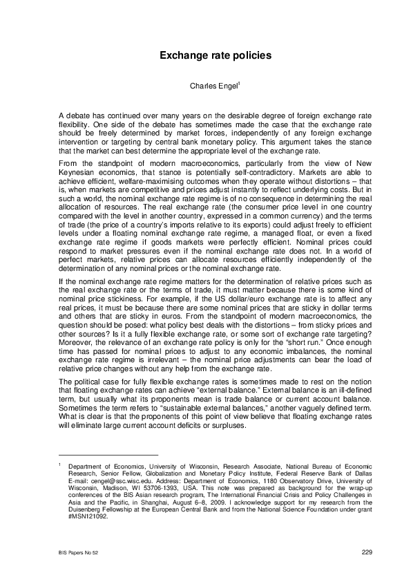 (PDF) Exchange rate policies