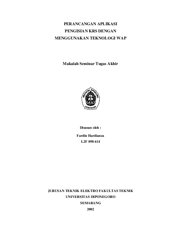 (PDF) PERANCANGAN APLIKASI PENGISIAN KRS DENGAN MENGGUNAKAN TEKNOLOGI ...