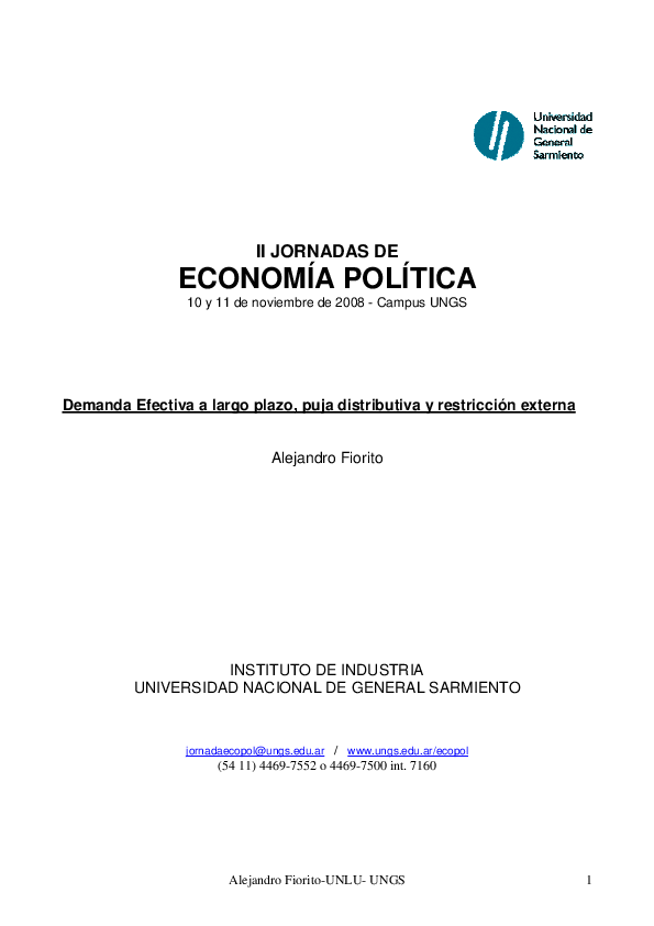 (PDF) Demanda Efectiva a largo plazo, puja distributiva y restricción ...