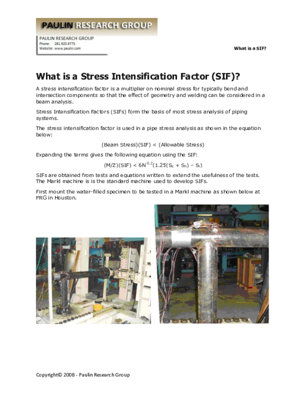 (PDF) What is a SIF? What is a Stress Intensification Factor (SIF
