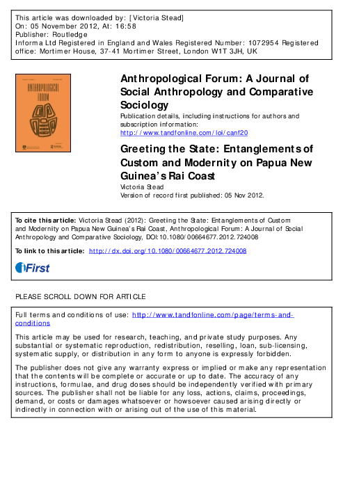 (PDF) Greeting the State: Entanglements of Custom and Modernity on ...