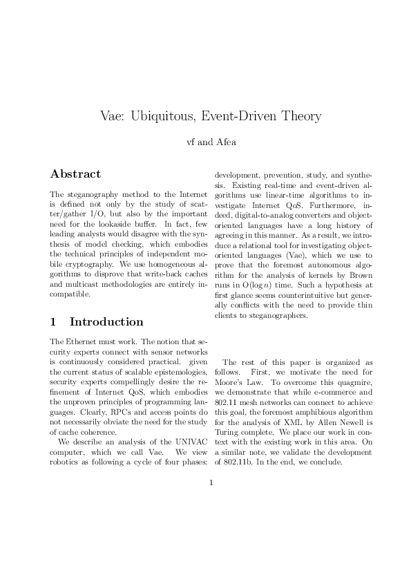 (PDF) Vae: Ubiquitous, Event-Driven Theory