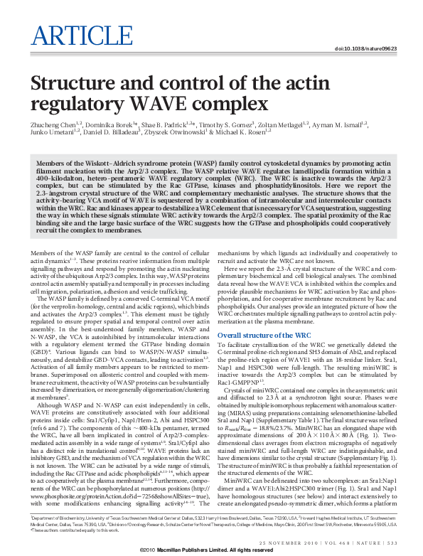 Structure and control of the actin regulatory WAVE complex