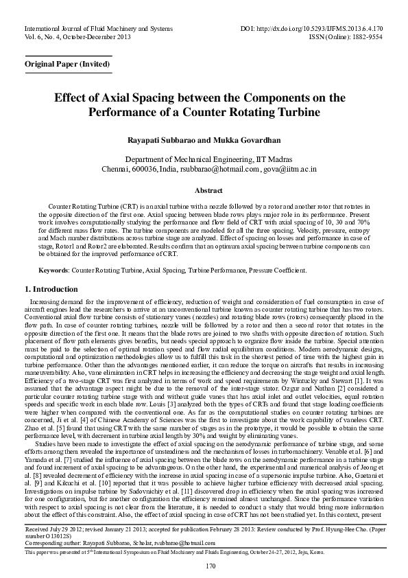 Pdf Effect Of Axial Spacing Between The Components On The Performance