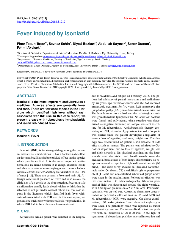 (PDF) Fever induced by isoniazid