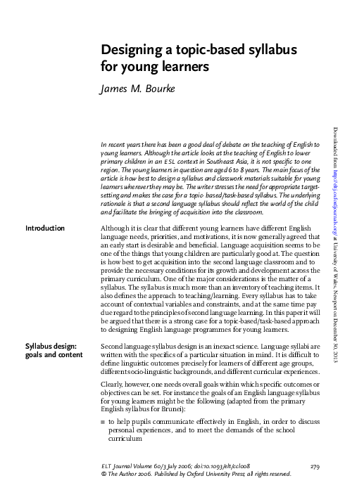 (PDF) Designing a topic-based syllabus for young learners