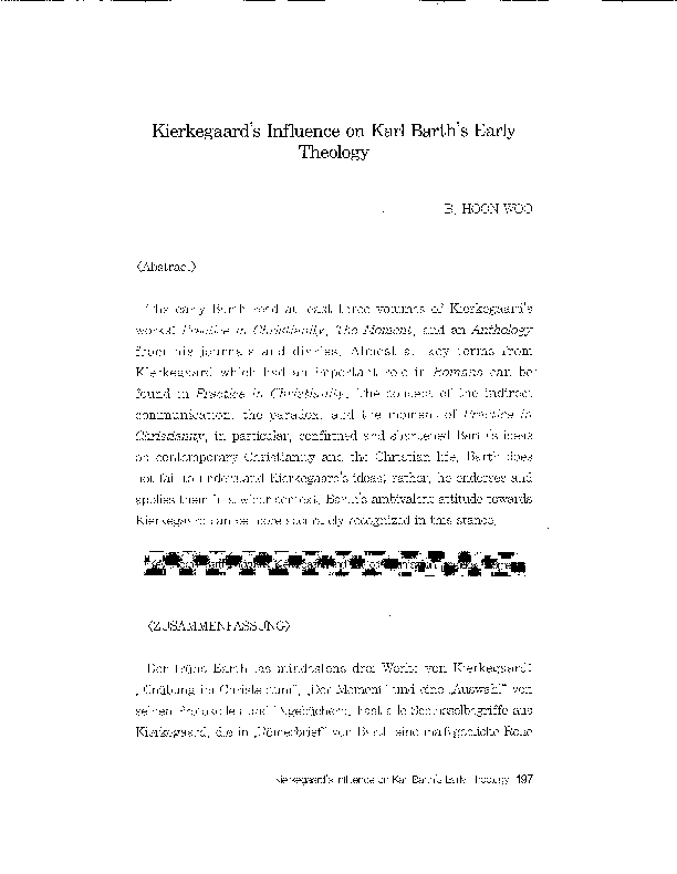 (PDF) “Kierkegaard’s Influence on Karl Barth’s Early Theology,” Journal ...