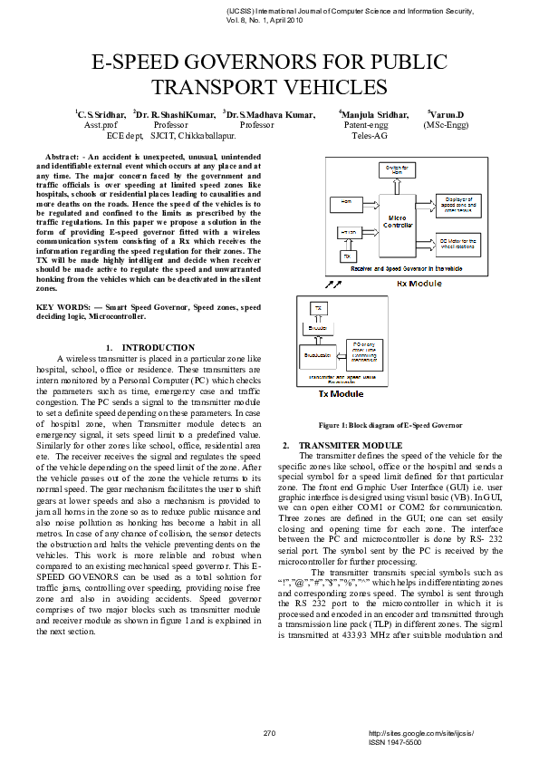 (PDF) E-Speed Governors For Public Transport Vehicles