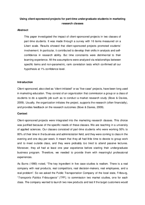 (PDF) Using client-sponsored projects for part-time undergraduate ...