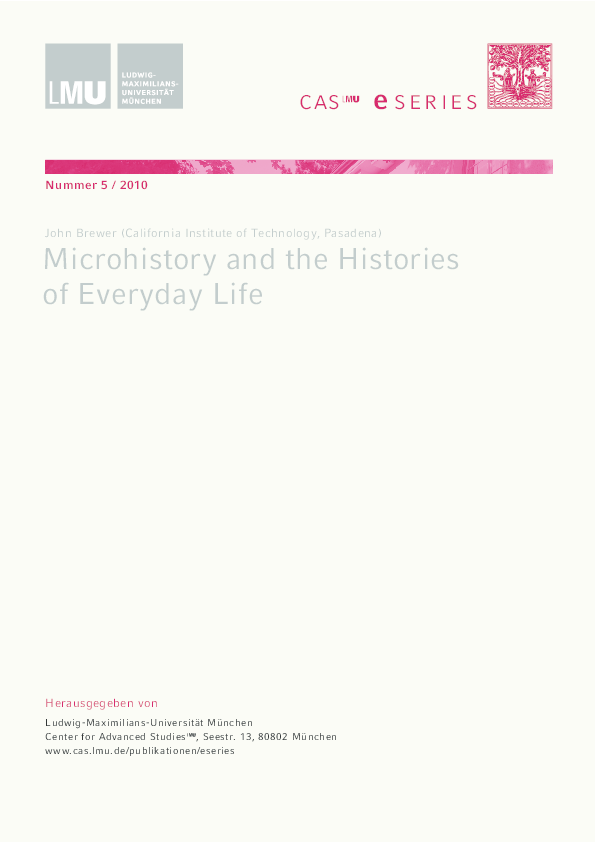 (PDF) Microhistory and the Histories of Everyday Life