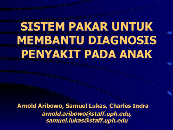 (PDF) SISTEM PAKAR UNTUK MEMBANTU DIAGNOSIS PENYAKIT PADA ANAK