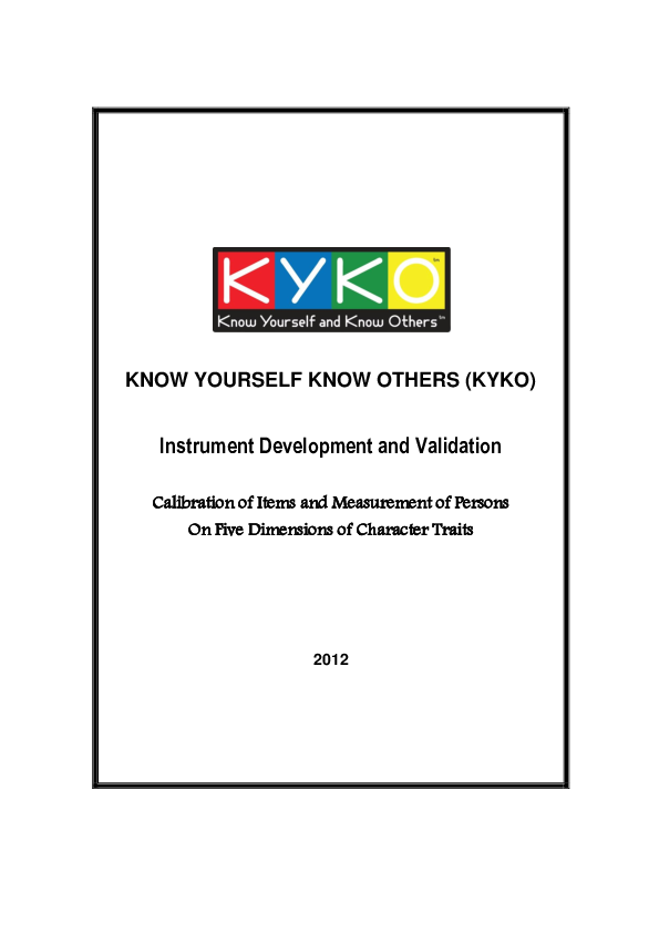 KNOW YOURSELF KNOW OTHERS (KYKO) Instrument Development and Validation ...