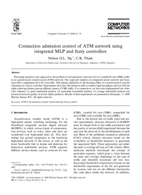 (PDF) Connection admission control of ATM network using integrated MLP and fuzzy controllers