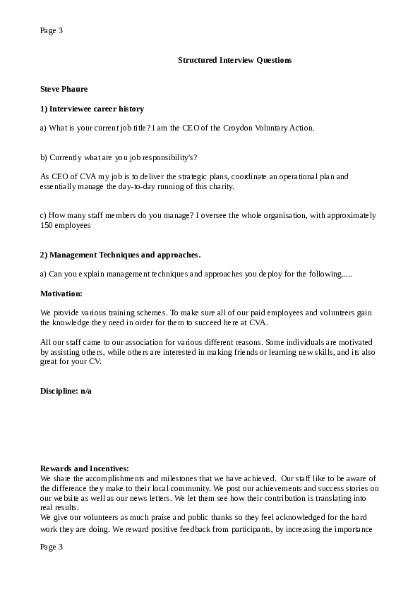 Structured Interview Questions