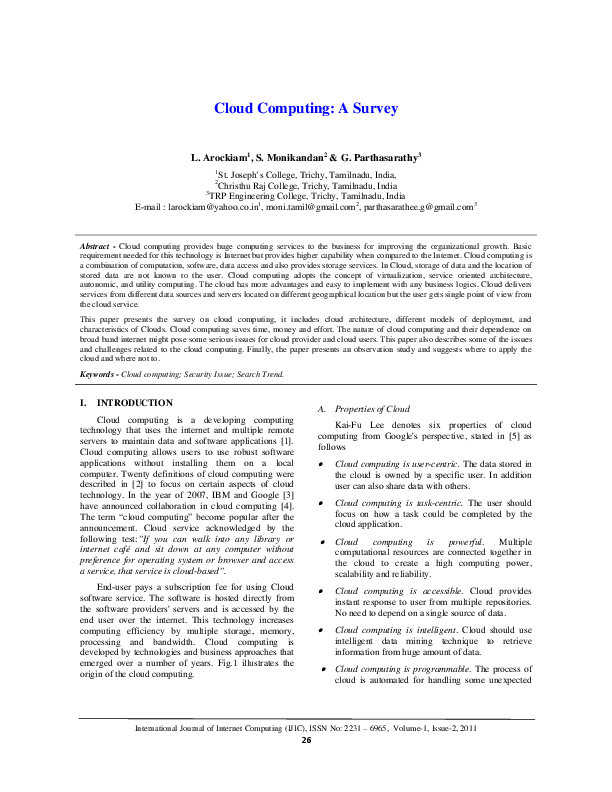 Pdf Cloud Computing A Survey