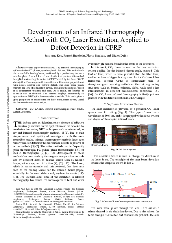 Pdf Development Of An Infrared Thermography Method With Co2 Laser Excitation Applied To Defect