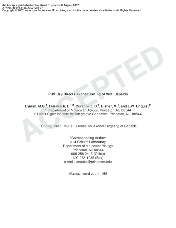 (PDF) PRV Us9 Directs Axonal Sorting of Viral Capsids | Margaret Bisher ...