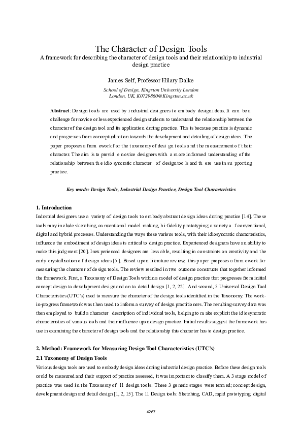 (PDF) The Character of Design Tools: A framework for describing the ...