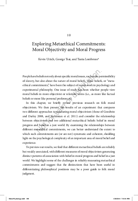 (PDF) Exploring Meta-Ethical Commitments: Moral Objectivity and Moral Progress