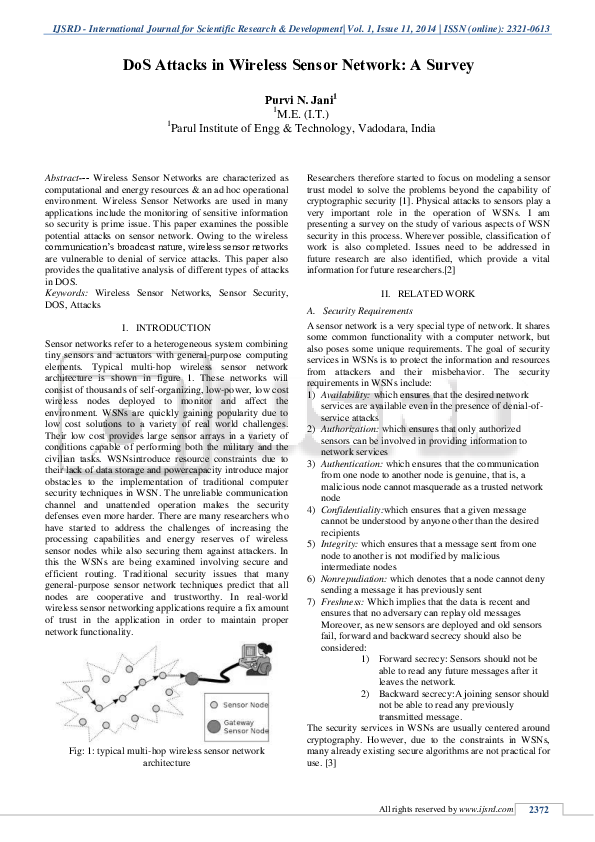 Pdf A Survey On Trust Models For Secure Data Transmission In Wireless Sensor Networks Wsn