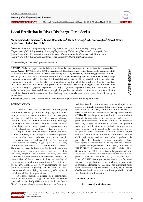 (PDF) Local Prediction in River Discharge Time Series