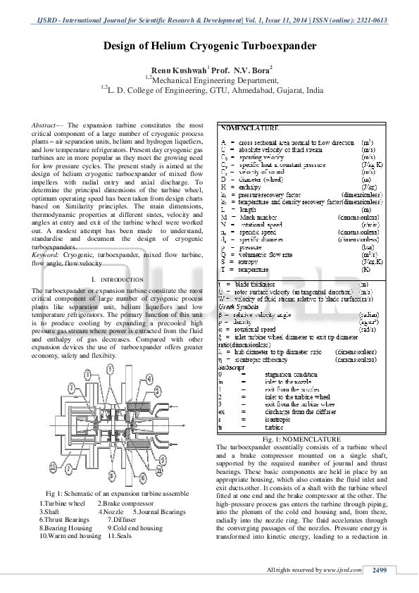 (PDF) Design of Helium Cryogenic Turboexpander