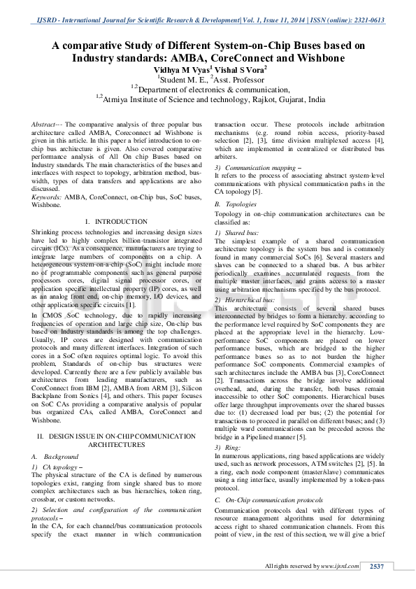 (PDF) A comparative Study of Different System-on-Chip Buses based on Industry standards: AMBA ...