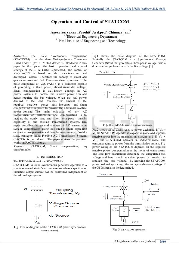 Pdf Operation And Control Of Statcom
