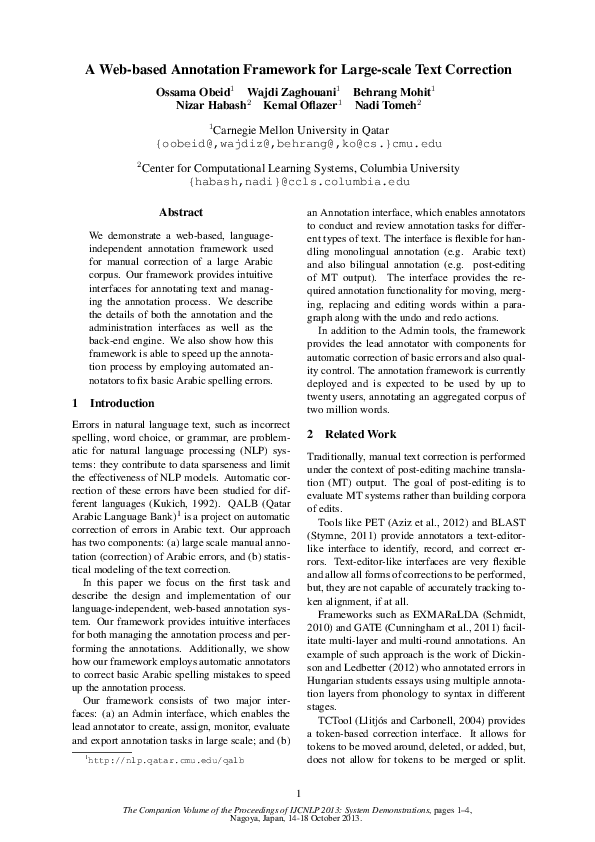 Pdf A Web Based Annotation Framework For Large Scale Text Correction