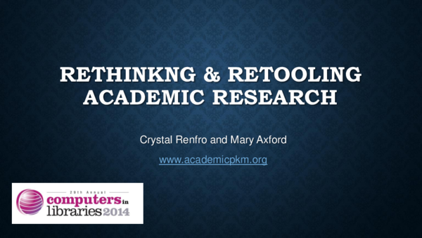 (PPT) Rethinking and Retooling Academic Research