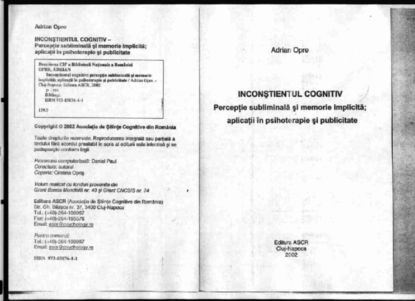 (PDF) Adrian Opre Inconstientul cognitiv