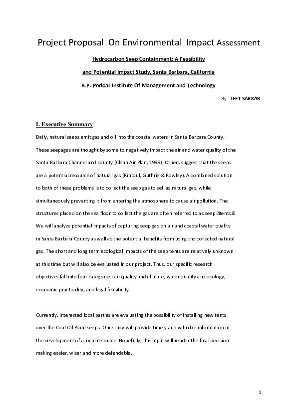 (DOC) Project Proposal On Environmental Impact Assessment Hydrocarbon ...