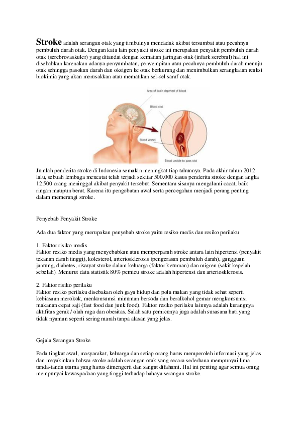 (DOC) Stroke adalah serangan otak yang timbulnya mendadak akibat ...