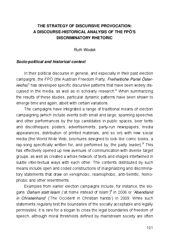 (PDF) THE STRATEGY OF DISCURSIVE PROVOCATION: A DISCOURSE-HISTORICAL ...