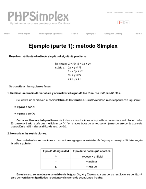 (PDF) Ejemplo (parte 1): método Simplex