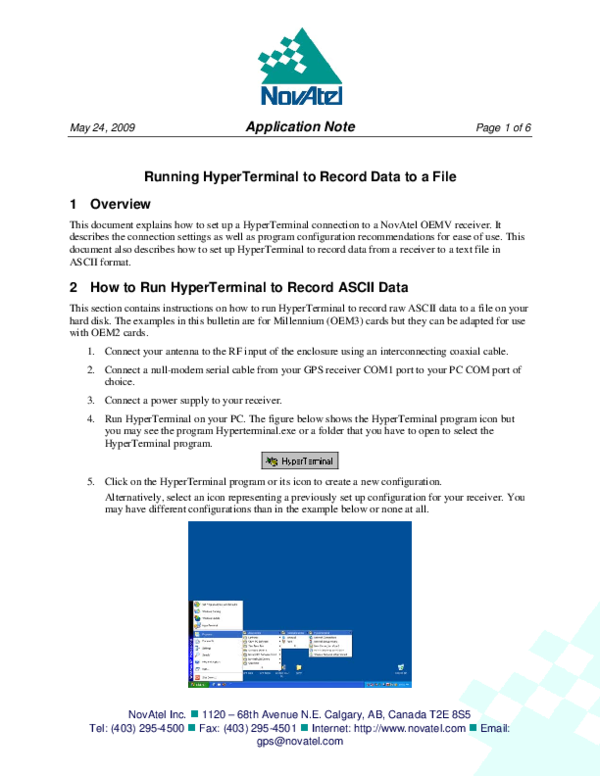 Pdf Running Hyperterminal To Record Data To A File 1 Overview 2 How