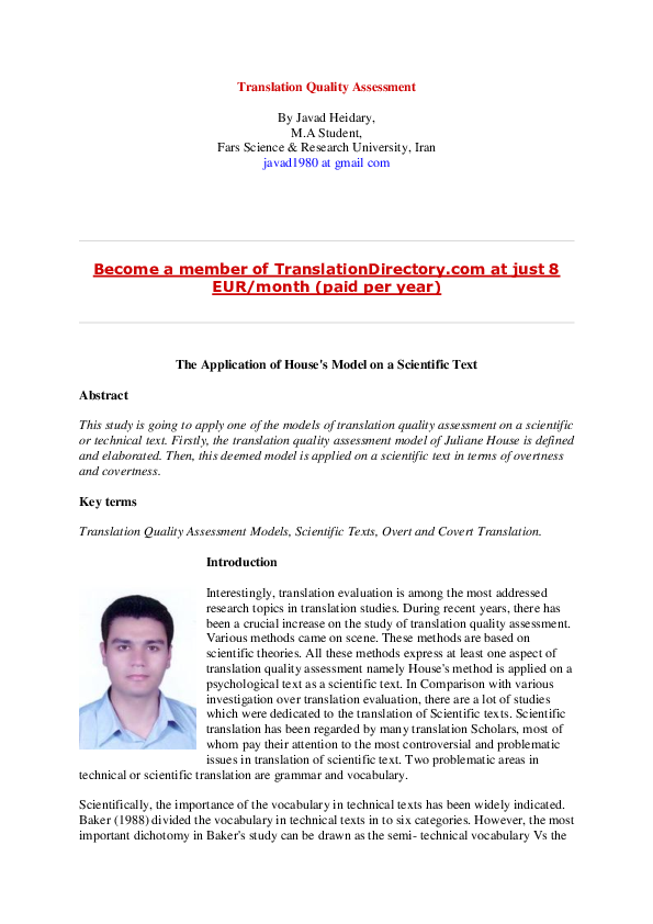 (DOC) Translation Quality Assessment