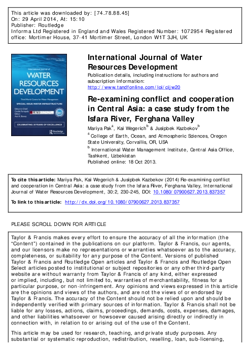 International Journal of Water Resources Development Re-examining ...